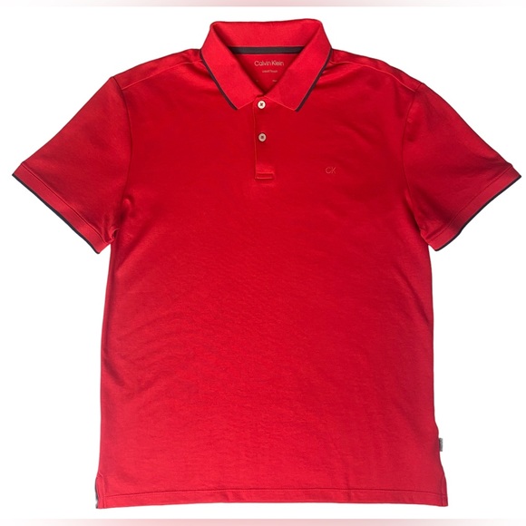 Calvin Klein | Shirts | Calvin Klein Mens Liquid Touch Polo Cherry Red ...
